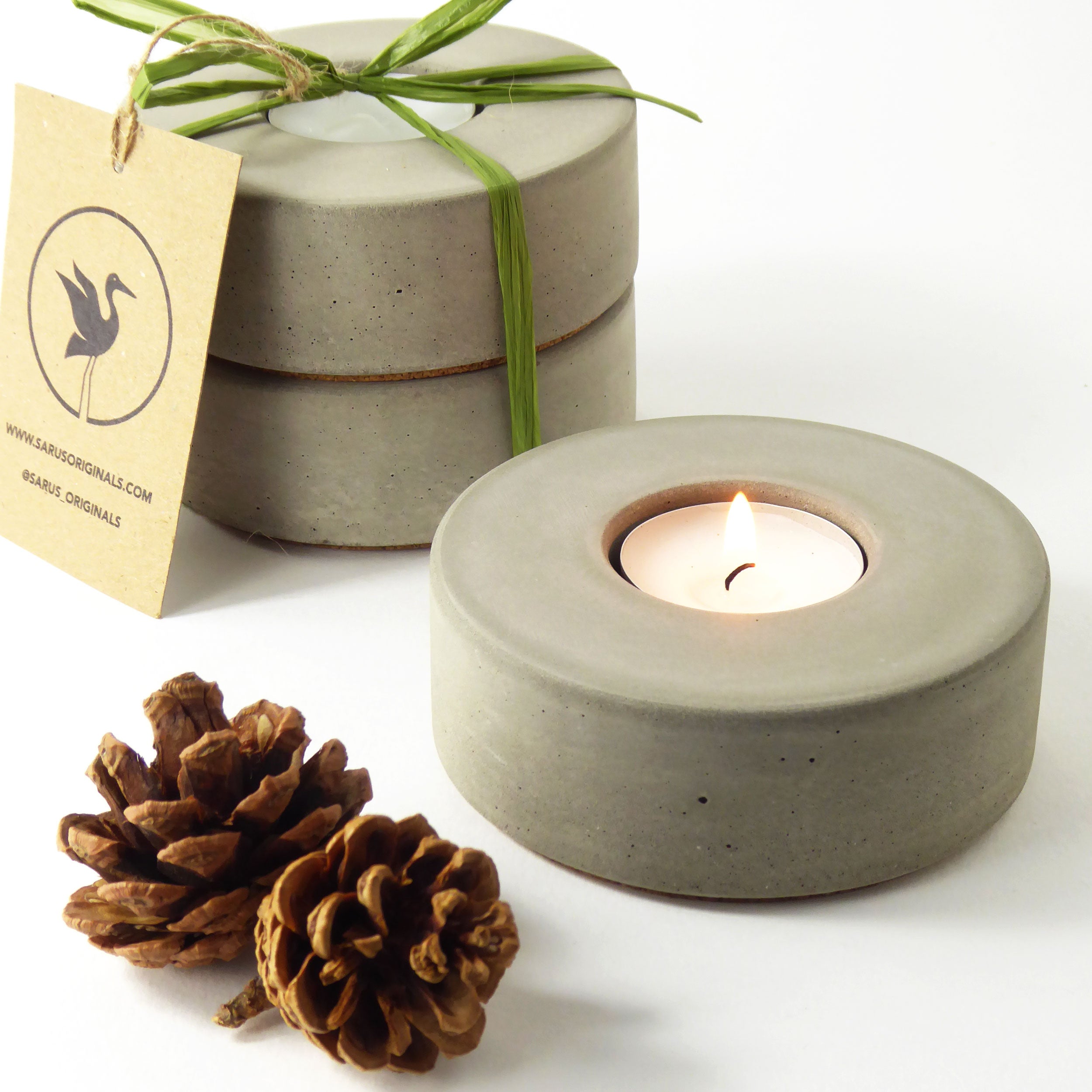Concrete tealight holders set | Handmade candle holders – Sarus Originals
