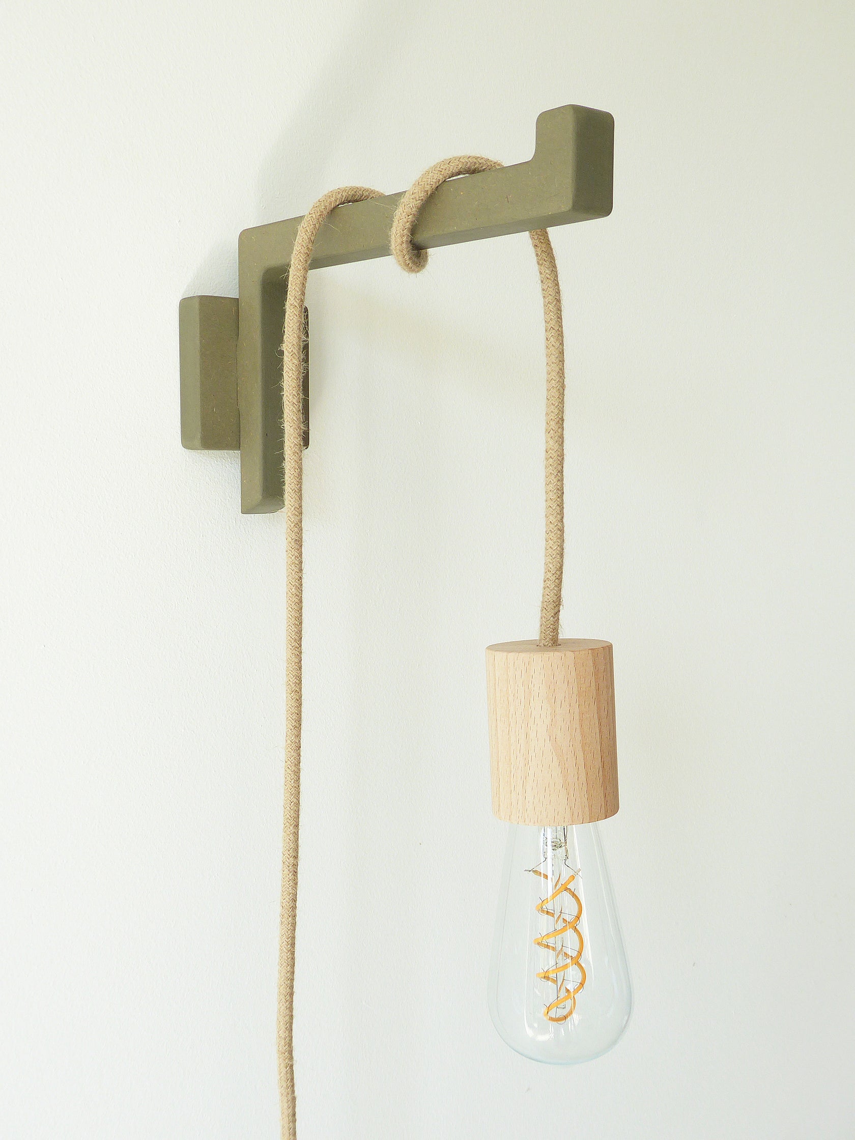 Handmade wooden pendant light wall bracket - black | sage | grey ...