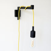 Light bracket, handcrafted wooden wall hook for pendant lamp - black ...